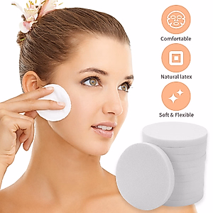 Molain Round Sponge Puff Set 12 Pieces 2.2 Inch White Facial Powder Blender Puffs Foam Sponges Applicator For Liquid Foundation Makeup Cosmetic, Facial Cleanser