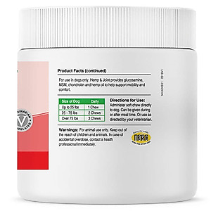 Green Pet Organics Natur-Hemp Joint Soft Chews for Dogs - Natural Treats with Hemp Oil, Glucosamine, Chondroitin, & MSM - Joint Relief & Support for Dogs - 60 Soft Chews