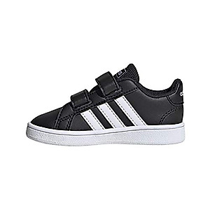 adidas unisex baby Grand Court Tennis Shoe, Black/White/White, 7.5 Toddler US