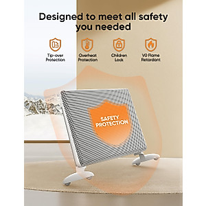 Ballu Infrared Panel Space Heaters,Room Heater for Indoor Use with Thermostat,Remote,24h Timer,Eco,Portable Standing and Wall Mount,1500W Electric Heaters for Indoor Use Large Room