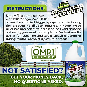 Green Gobbler 20% Vinegar Weed & Grass Killer | Natural and Organic | 1 Gallon | Glyphosate Free Herbicide | Refill
