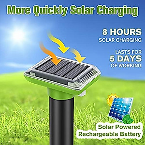 4Pcs Mole Repellent,Solar Ultrasonic Pest Repeller Stakes,Outdoor Animal Gopher Deterrent Spikes for Groundhog, Moles,Vole,Snakes, Waterproof Rodent Chaser Stakes Snake Repeller for Lawn Garden Yard