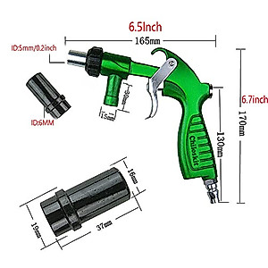 Chiloskit PS-2 Heavy Duty Sandblaster Sand Blasting Gun Kit Rust Remove Tool for Sandblast Cabinet Gun Parts with 4 Ceramic Nozzle Tips 5mm and 6 mm