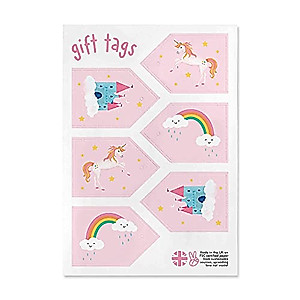 CENTRAL 23 Birthday Wrapping Paper - (x6) Pink Gift Wrap Sheets for Girls - Unicorn & Rainbow - New Baby - Magical Princess Giftwrap - Recyclable