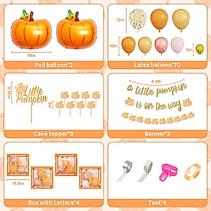 Little Pumpkin Baby Shower Balloon Boxes Decorations, Fall Orange Balloon Garland A Little Pumpkin is On The Way Banner for Autumn Thanksgiving 1st Birthday Girl Gender Reveal Welcome Party Supplies