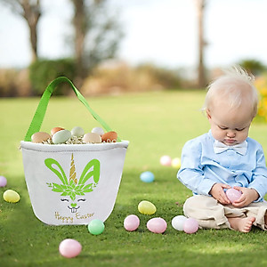 Kids Easter Bunny Basket Canvas Egg Candy Bags Cotton Rabbit Buckets Gifts