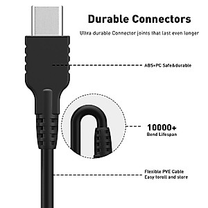 SIAWASE RONVEI Charger Cable, Charging Cable for PS4 and PS5 Controller, Xbox Series, Switch Controller and Playstation Accessories, Both Micro and USB-c Ports 10FT Black