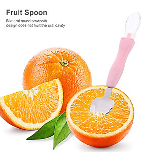 Zerodeko Silicone Baby Spoon, Baby Self Feeding Spoon with Fruit Scraper, First Feeder Spoon Safety Food Spoon for Infant, Toddler, Kids, Gifts for Babies, Parents (Pink)