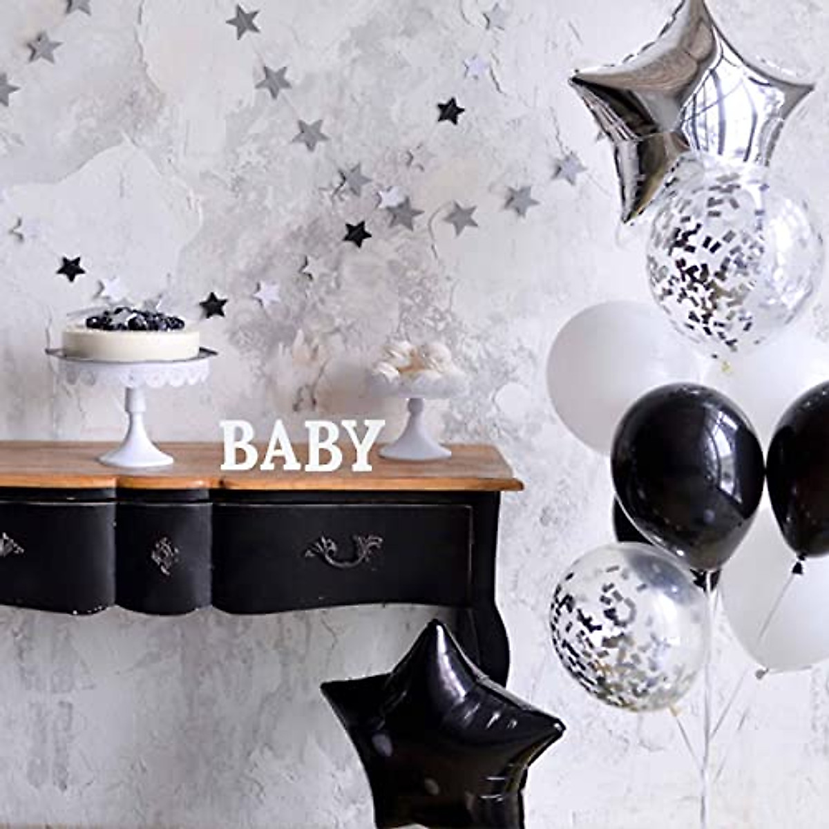 ANSOMO Baby Letters Small Table Sign Baby Shower Centerpiece Party Decorations White