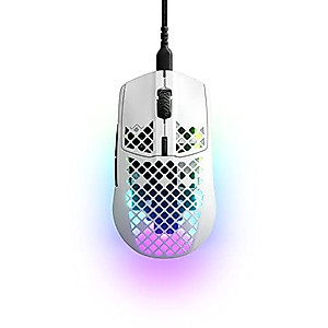 SteelSeries Aerox 3 - Super Light Gaming Mouse - 8,500 CPI TrueMove Core Optical Sensor - Ultra-Lightweight 59g Water Resistant Design - Universal USB-C connectivity - Snow (Renewed)