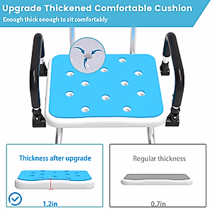 Shower Chair with Arms and Back 400 LB, Folding Shower Chair 5-Level Adjustable, Non-Slip Feet Shower Seat, for Elderly,Handicap,Disabled, Seniors & Pregnant