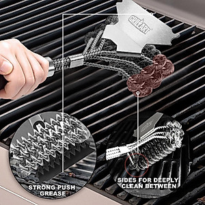 Grill Brush and Scraper Bristle Free – Safe BBQ Brush for Grill – 18'' Stainless Grill Grate Cleaner - Safe Grill Accessories for Porcelain/Weber Gas/Charcoal Grill – Gifts for Grill Wizard