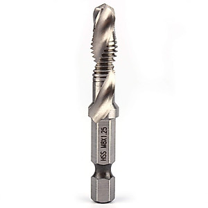 M8 Tap, M8 Drill Bit, HSS 1/4" Hand Tap Hex Shank Drill Bits, Combination Drill and Tap Bit Hand Tools for Wood Drilling, Soft Metal, Aluminum, Iron