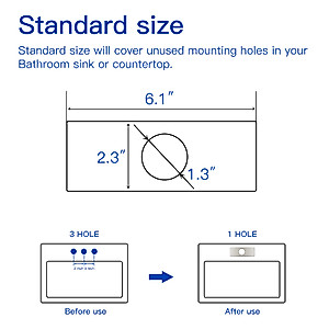 BWE Stainless Steel Plate Faucet Cover Escutcheon 6.1 Inch for 1 or 3 Hole Bathroom Sink Faucet Brushed Nickel Deck Plate Rectangular Vanity Basin Sink Hole Cover Cap Modern
