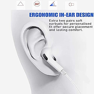 2 Pack-iPhone Earbuds with Lightning Connector(Built-in Microphone & Volume Control) in-Ear Stereo Headphone Headset Compatible with iPhone 12/SE/11/X/8/ipad - All iOS System[Apple MFi Certified]