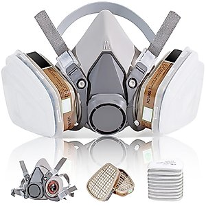 GZYZAMZ Gas Respirator Mask, Gas Masks Survival Nuclear and Chemical With 6001 Filters for Painting, Dust, Organic Vapors, 6200 Respirator Mask with Filters for Chemicals Welding Epoxy Resin