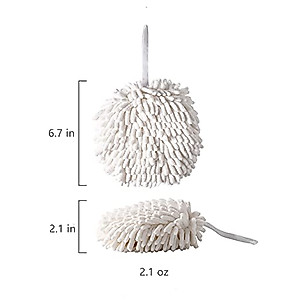 yaocoral 2 Pack Chenille Hand Towels,Kitchen Hand Towels Hanging,Hand Towels with Loops,Bathroom Hand Towels,Quick Dry Hand Bath Towel,Soft Absorbent Microfiber Hand Towels  (2 White)