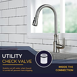 Kitchen Faucet Head Replacement, Angle Simple Kitchen Sink Faucet Parts, Pull Down Faucet Sprayer Head Nozzle, Stream Spray and Pause Mode, Brushed Nickel