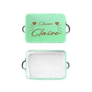 ZAACUSTOM Personalized Storage Baskets with Name Text Custom Boys Girls Kids Toys Storage Bin Box Cube Organizer with Handles for Organizing Shelf Closet, Foldable, Waterproof, Cute, 1 Pack