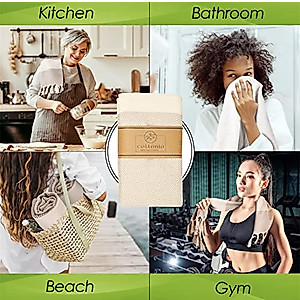 Hand Towels - Kitchen towels - Bathroom Decorative Towels - 100% Cotton Turkish Towels - Peshtemal Soft Towel for Face Hand Hair Home Tea Dishcloth Guests - Absorbent Quick Dry Towels Set of 2 (Beige)