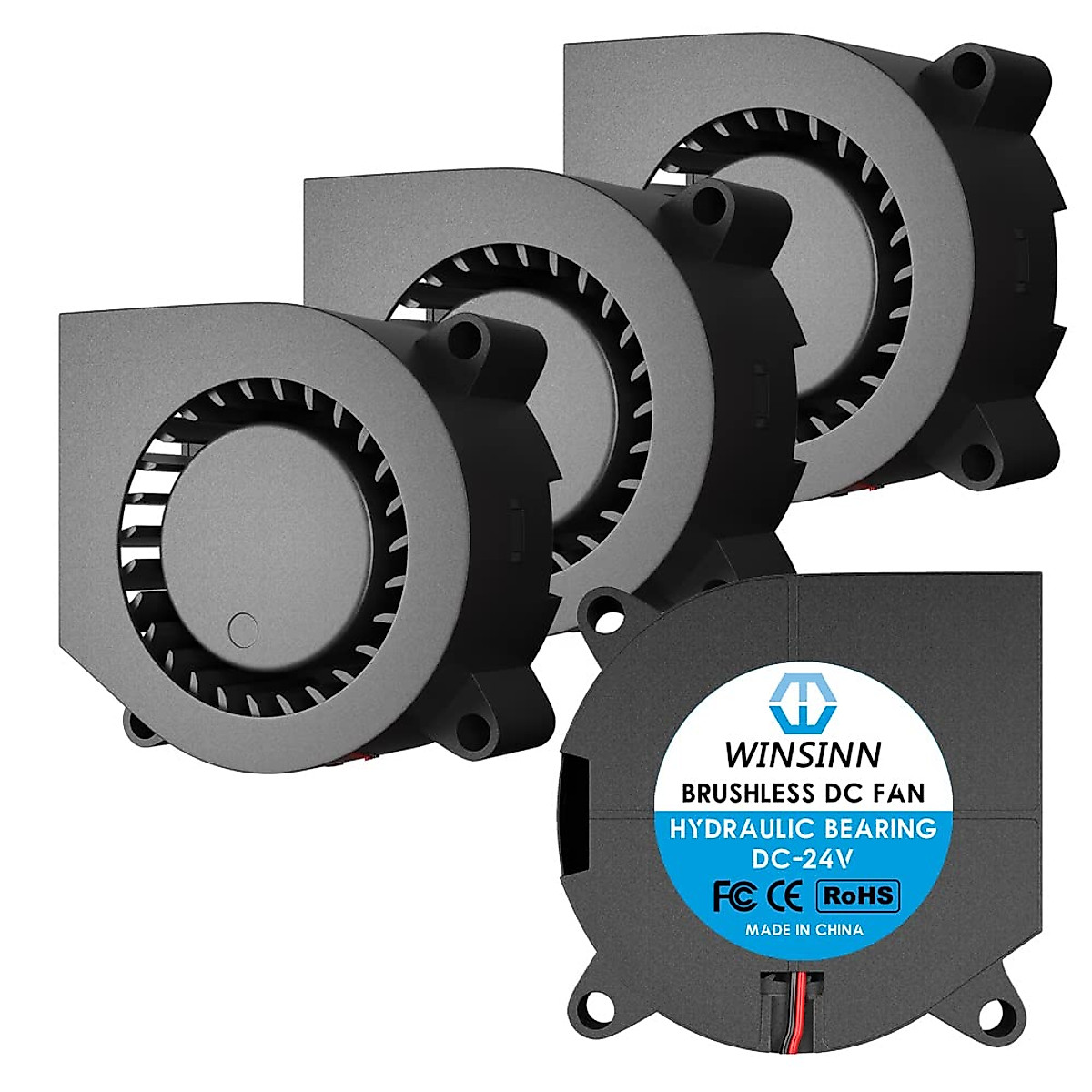 WINSINN 40mm Blower Fan 24V, 3D Printer Micro 24 Volt Fans Blower 4020 Hydraulic Bearing, 40mmx20mm 2PIN (Pack of 4Pcs)