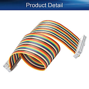 Heyiarbeit 2pcs IDC Rainbow Wire Flat Ribbon Cable 34 Pin 30cm Length 2.54mm Pitch