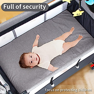 LemoHome 5 in 1 Baby Bassinet Bedside Sleeper,Portable Baby Crib,Rocking Bassinet for Baby,FolableTravel Playard with Bassinet, Mattress, Diaper Changer and Music Mobile for Newborn, Infant, Toddler