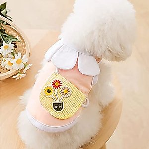 Pet Clothes Cute Dog Vest Lovely Sunflower Dog Shirt Breathable Pet T-Shirt Puppy Clothes Shirt for Pet (Medium, Pink)