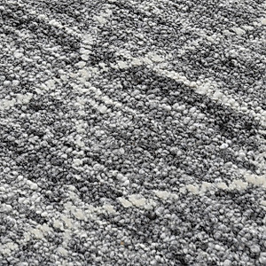 Benjara Jua 2 x 3 Hand Tufted Small Area Rug, Diamond Designs, Gray, White