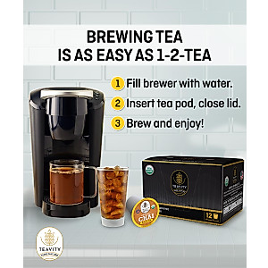 Organic Chai Black Tea Pods for Keurig Naturally Caffeinated by Teavity (12 Tea Pods)