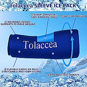Tolaccea Hot & Cold Therapy Flexible Ice Packs Cold Therapy Compression Sleeve Reusable Gel Pack for Injury Cold Wrap for Knee Calf Elbow