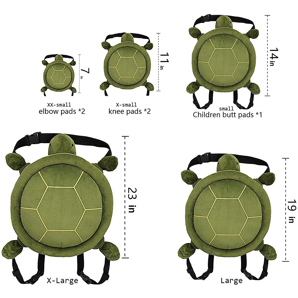 Elegeet Protective Gear for Skiing Skating Snowboarding Cute Turtle Tortoise Cushion Green