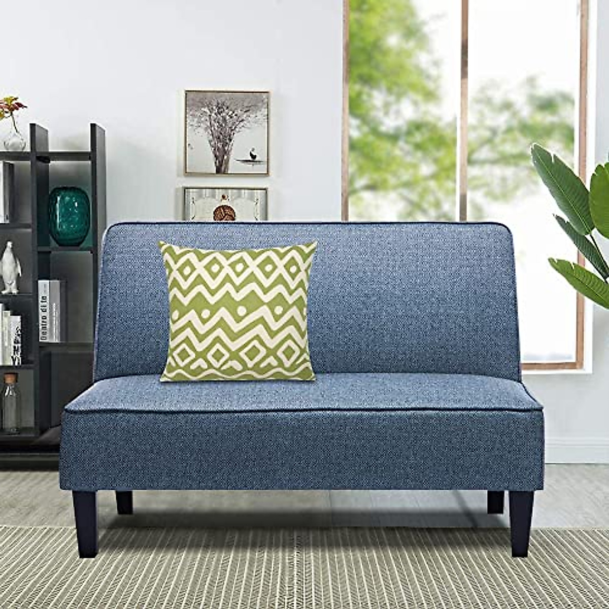 Aklaus Small Loveseat for Small Space,Armless Loveseat,Dining Bench with Back,Upholstered Dining Bench Banquettes Loveseat for Living Room, Prints