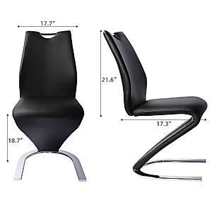 Dining Chairs Set of 2, Modern Simple Kitchen & Dining Room Chairs with Comfortable Ergonomics Back Faux Leather Chair and Carbon Metal Chair Legs