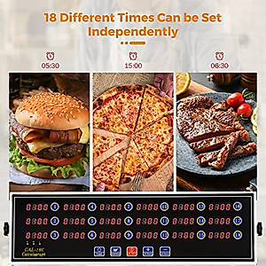 BEAMNOVA 18 Channels Digital Kitchen Commercial Cooking Timer,Restaurant Timer with Loud Alarm,Stainless Steel LED Display Timer for Cooking Reminder