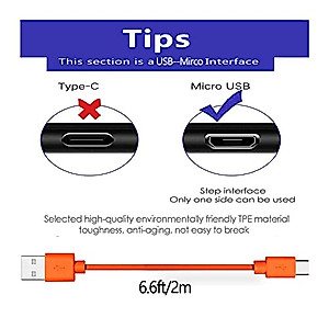 Replacement Fast Charging Charger Cable Power Cord Wire Compatible for Ring Enabled Video Doorbell (2020 Release) 2/3/3 Plus/4, Doorbell Pro/Plus and Camera Battery Charging Cable (3.3ft Orange)