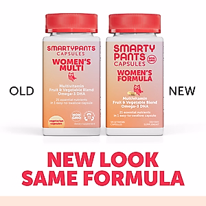 SmartyPants Multivitamin for Women: Omega-3 DHA; Zinc for Immunity, Biotin, Iron, Folate, Vitamins D3, C, B6, Vitamin B12, One Per Day, 30 Capsules, 30 Day Supply