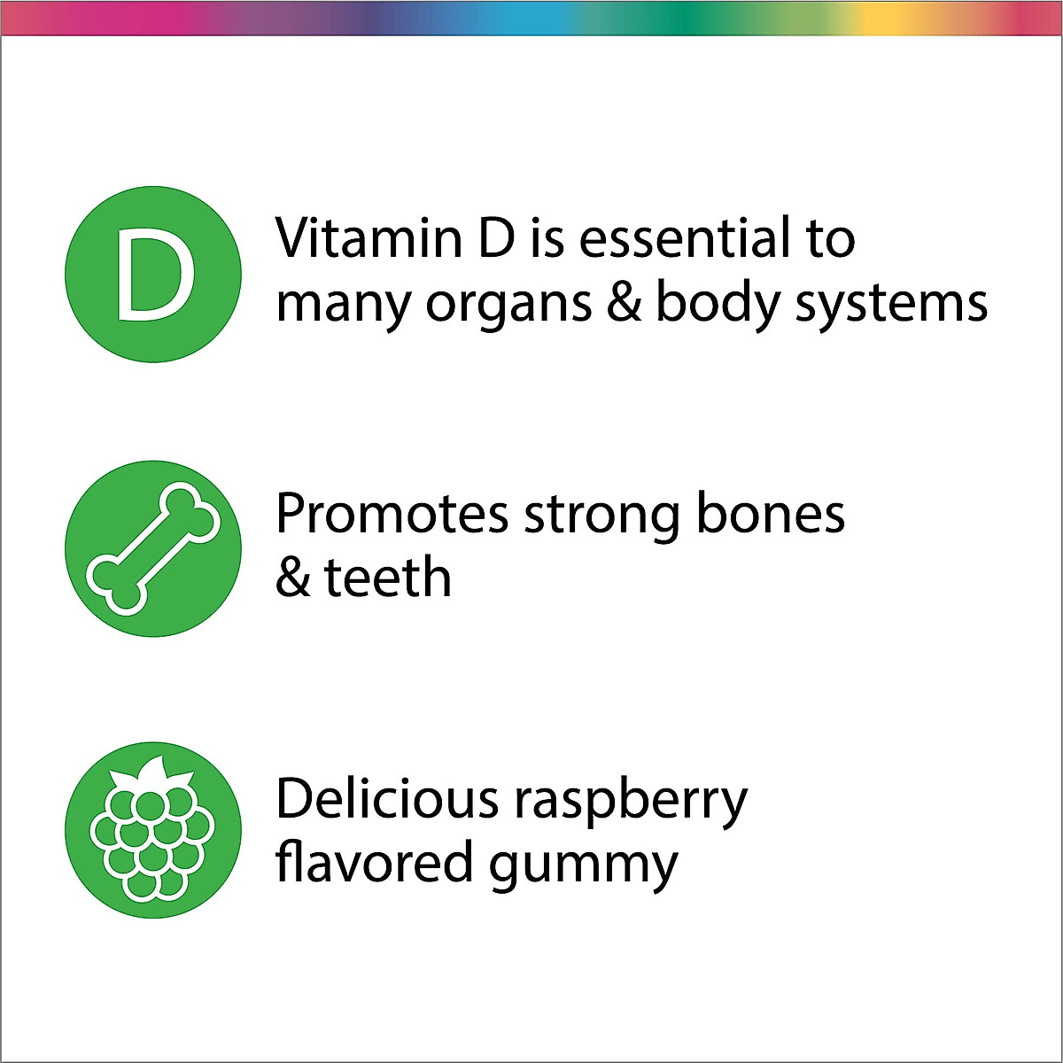 Rainbow Light - Berry D-Licious 2,500 IU Vitamin D3 Gummy - Ultra Potency Vitamin D Supplement Supports Bone and Muscle Strength, Calcium Absorption, and Circulatory Health; Gluten-Free - 50 Count