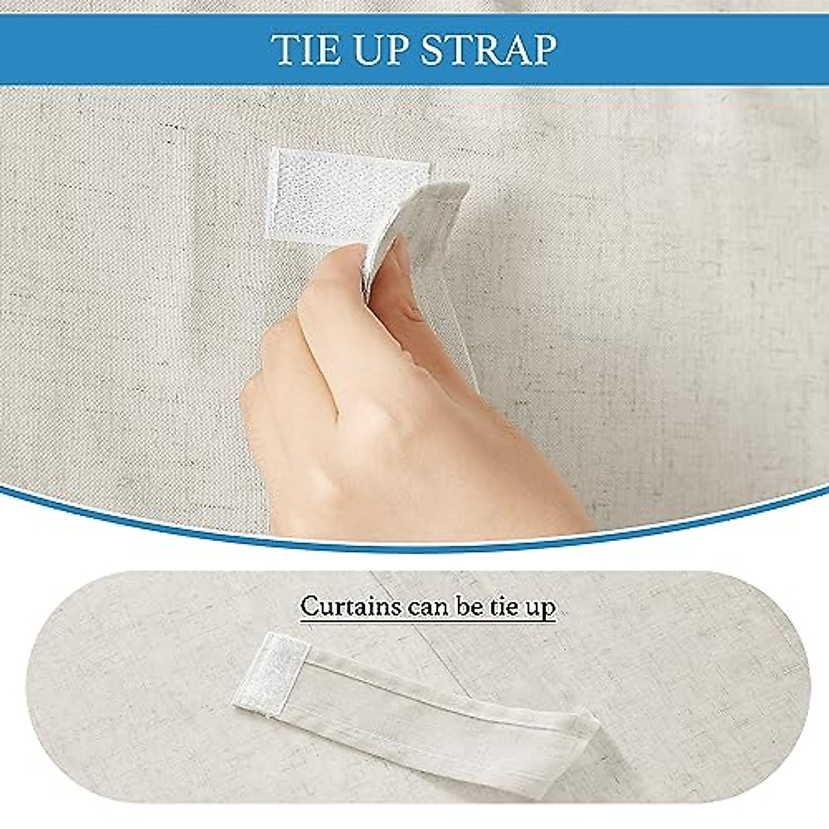 RYB HOME Natural Linen Blended French Door Curtain Privacy Light Filgtering Tricia Window Door Curtain for Patio Sidelight Glass Blind Tie Up Shade for Kitchen, W 26 x L 69 in, 1 Pc