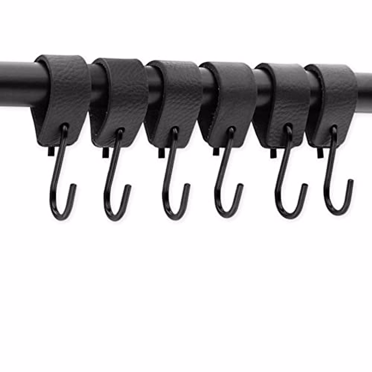 Brute Strength - Multifunctional Leather S-Hooks - Anthracite - 6 Pieces - S Shaped Hooks - Coat Hook - Leather Hooks - Leather s Hooks - Black s Hooks - Kitchen Hooks