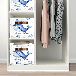 Whale Octopus Fish Personalized Storage Bins Custom Baskets Cubes Organizer With Handle for Home Nursery Supplies Clothes Toy 1 Pack