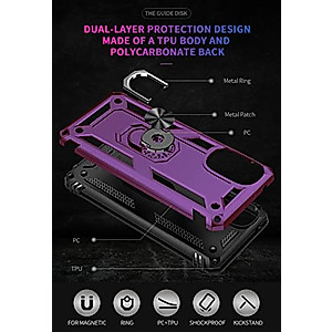 for Moto G 5G Case, Moto G 5G 2022 Phone Case with Screen Protector, [Military Grade 16ft. Drop Tested] Magnetic Ring Holder Kickstand Protective Phone Case for Motorola Moto G 5G (2022), Purple