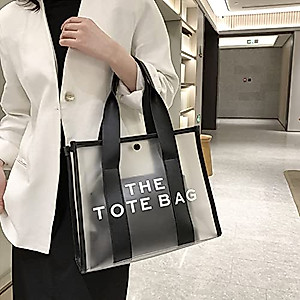 Tote Bags For Women Fashion Clear Shoulder Crossbody Bag Purse Transparent Tote Handbag Top Button For Travel Shopping Dating