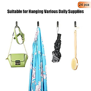 carinacoco Wall Hooks Adhesive 24 Pack Stainless Steel Hanging Hooks for Kitchenware Bath Robe Towel Jackets Bag