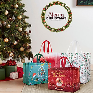 YANGTE Christmas Gift Bags Assorted Sizes 12 Pack - Extra Large and Large Gift Bags for Presents - Holiday Gift Bags for Marry Christmas Presents 4 Extra Large 15” and 4 Large 12”