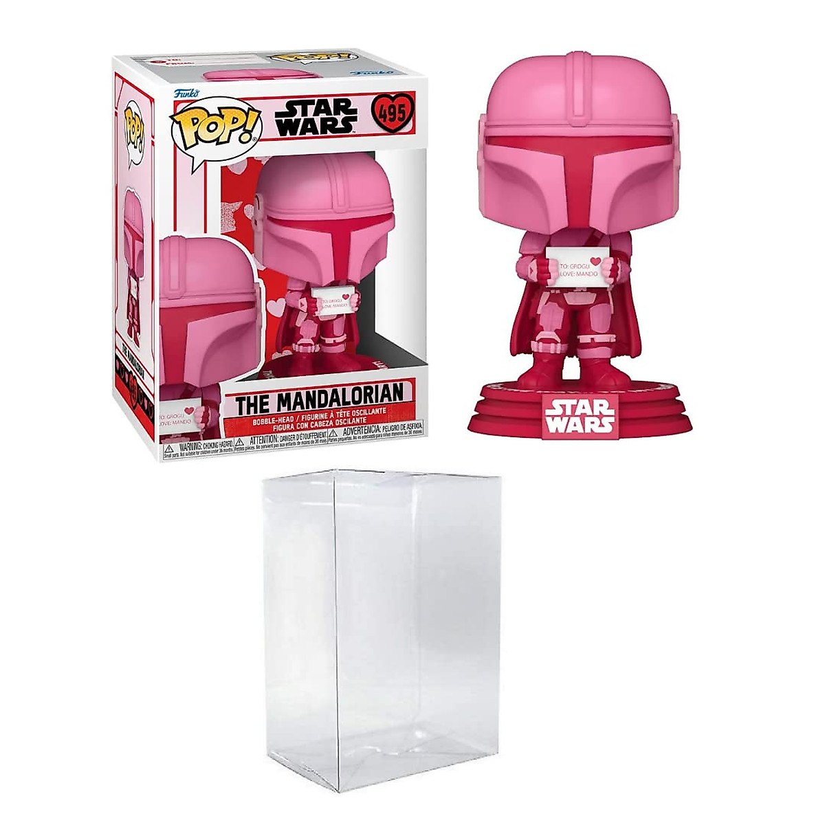 Funko Pop! Star Wars: Valentines - Mandalorian Bundled with a Byron's Attic Pop Protector