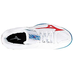 Mizuno Men's Running Volleyball Shoe, Wht Fieryred Frenchblue, 16