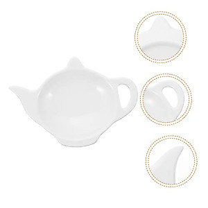 UPKOCH 2pcs Ceramic Tea Bag Saucer Snail Decor Mini Accessories Mini Teapot Tea Bag Dispenser Tea Bag Tray Teabag Rest Teabag Dishes Delicate Teabag Holder Teabag Tray White Ceramics Dip