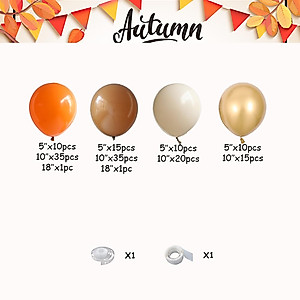 Friendsgiving Balloon Arch 152PCS Brown and Orange Balloons for Happy Friends Giving Thanksgiving Day Fall Party Decorations