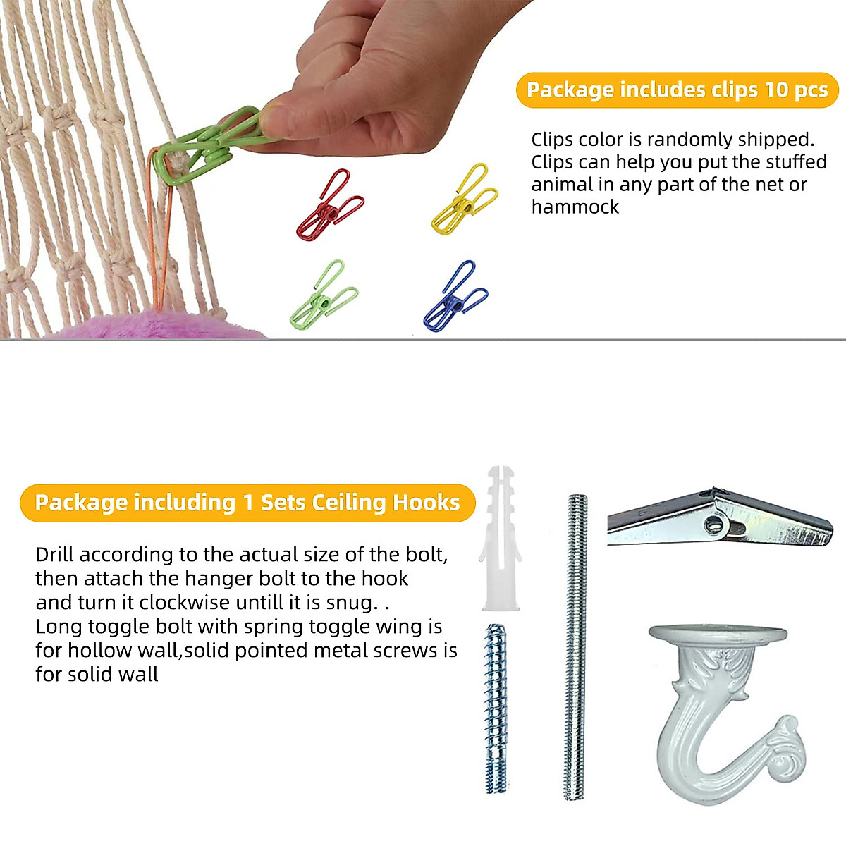 Extra Large Stuffed Animal Storage Net or Hammock, Single Hook Display Large Plush Toy! Ceiling Hanging Stuff Animal Hanger with Swag Hook, Corner Toy Storage Organizer for Kids Bedroom Playroom (Cream)